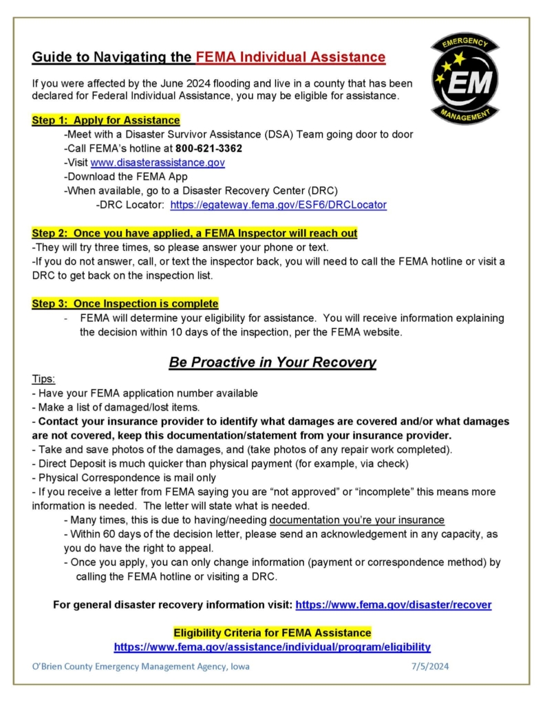 FEMA Individual Assistance – Paullina, Iowa